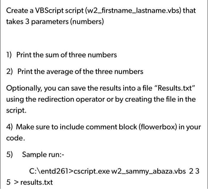 Solved Create Vbscript Script W2firstnamelastnamevbs Take