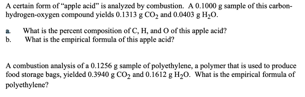 Solved 18. A certain form of “apple acid” is analyzed by | Chegg.com