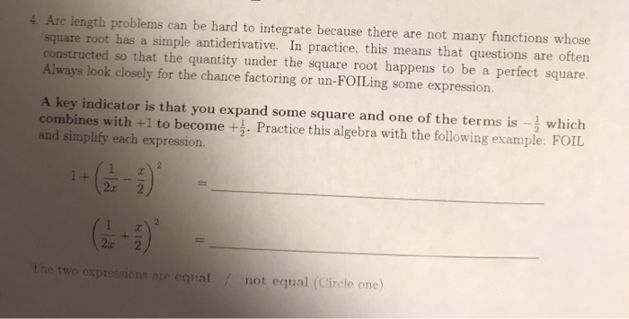 4 Arc length problems square root has a simple | Chegg.com