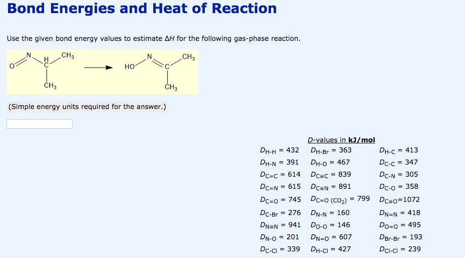 Solved Bond Energies and Heat of Reaction Use the given bond | Chegg.com
