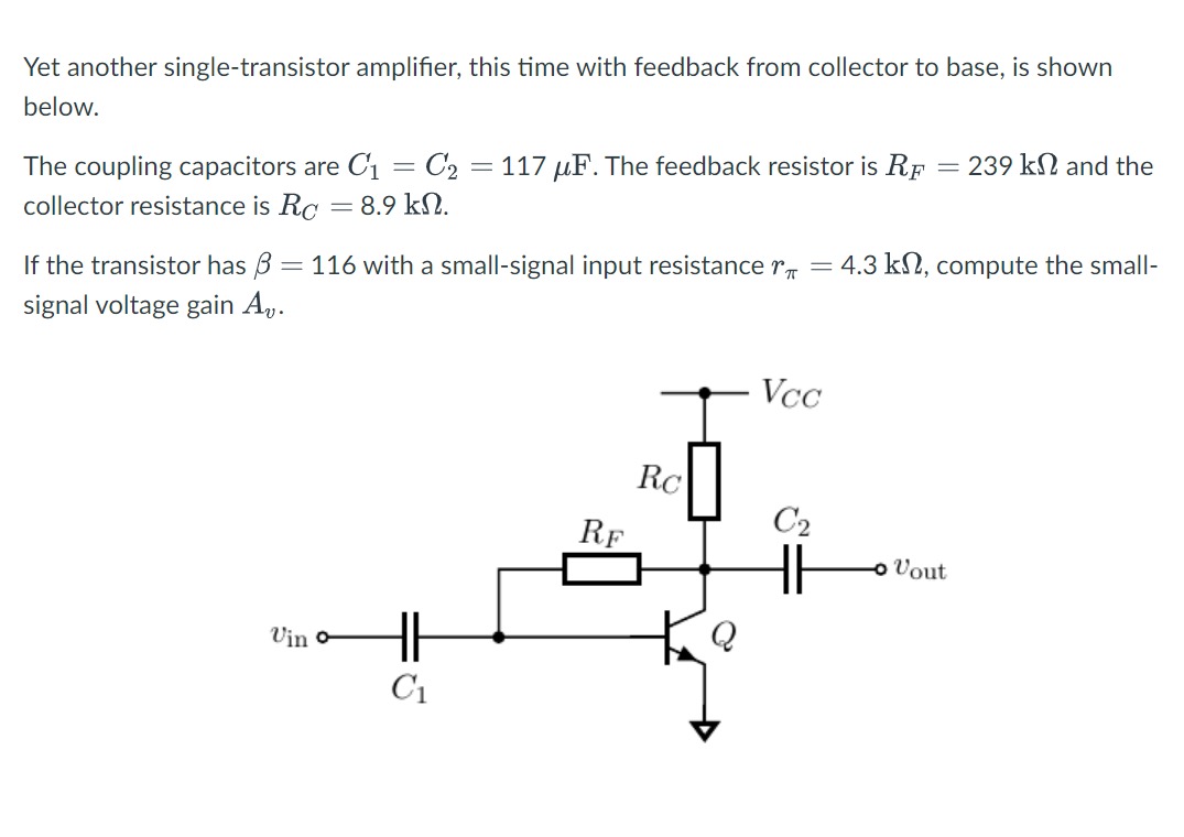 Solved Yet another single-transistor amplifier, this time | Chegg.com