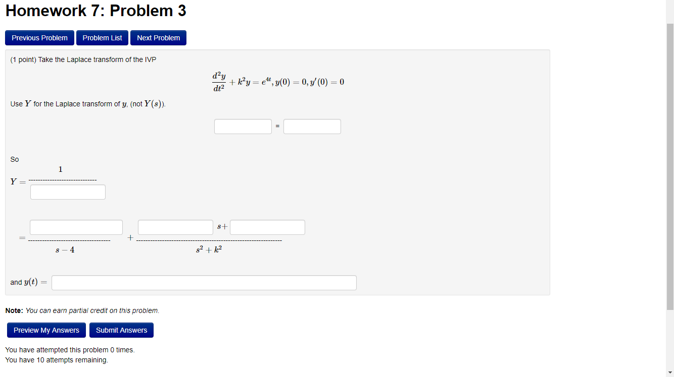 Solved Homework 7 Problem 3 Previous Problem Problem List