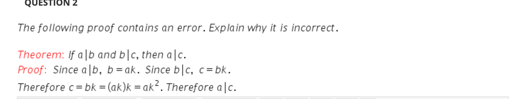 Solved QUESTION 2 The following proof contains an error. | Chegg.com