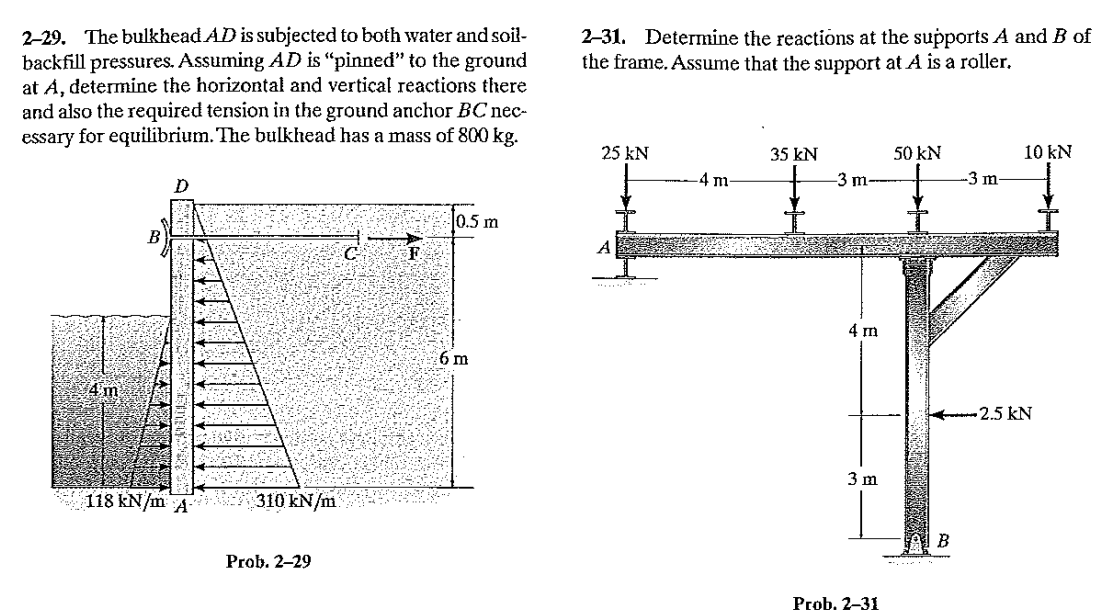 Solved 2-29. The bulkhead AD is subjected to both water and | Chegg.com