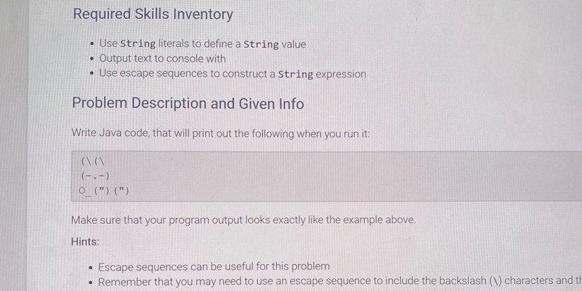 Solved Required Skills Inventory . Use String literals to | Chegg.com