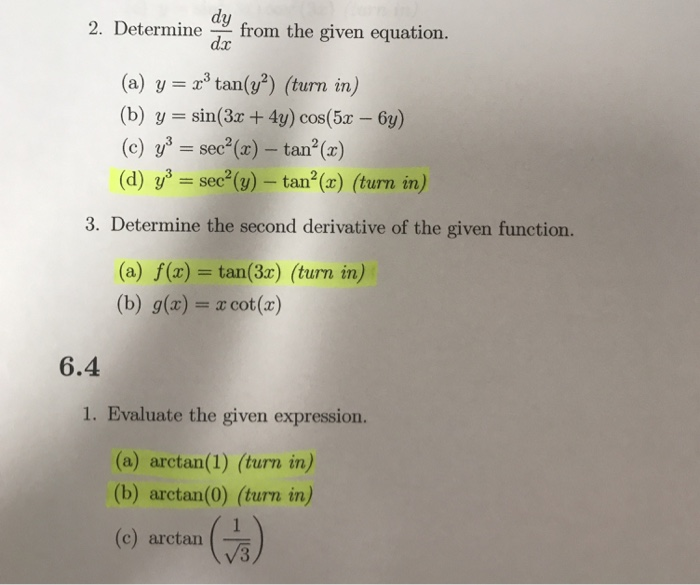 Solved 2. Determine u from the given equation. di dx (a) y | Chegg.com