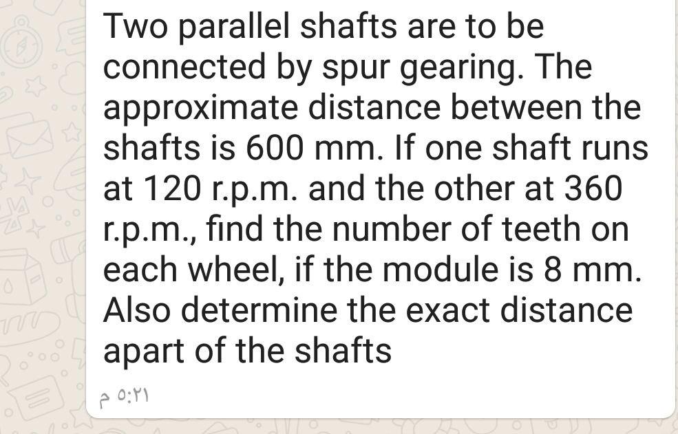 Solved Two parallel shafts are to be connected by spur | Chegg.com