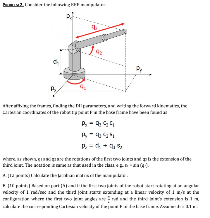 Solved PROBLEM 2. Consider the following RRP manipulator. 93 | Chegg.com