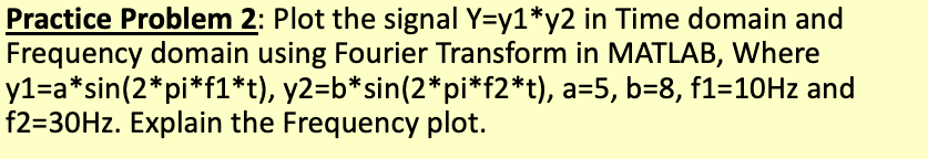 Solved Practice Problem 2: Plot the signal Y=y1∗y2 in Time | Chegg.com
