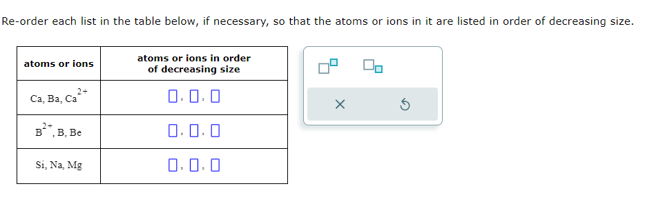 Solved Re-order each list in the table below, if necessary, | Chegg.com
