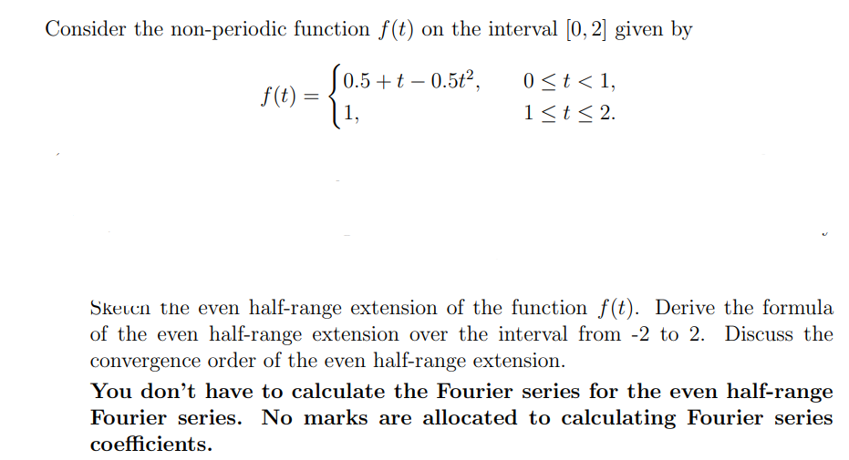 Solved Consider the non-periodic function f(t) on the | Chegg.com