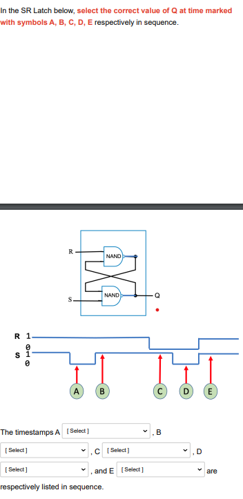 Solved In the SR Latch below, select the correct value of Q | Chegg.com