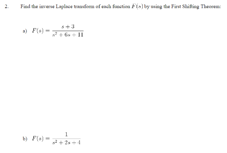 Solved 2. Find the inverse Laplace transform of each | Chegg.com