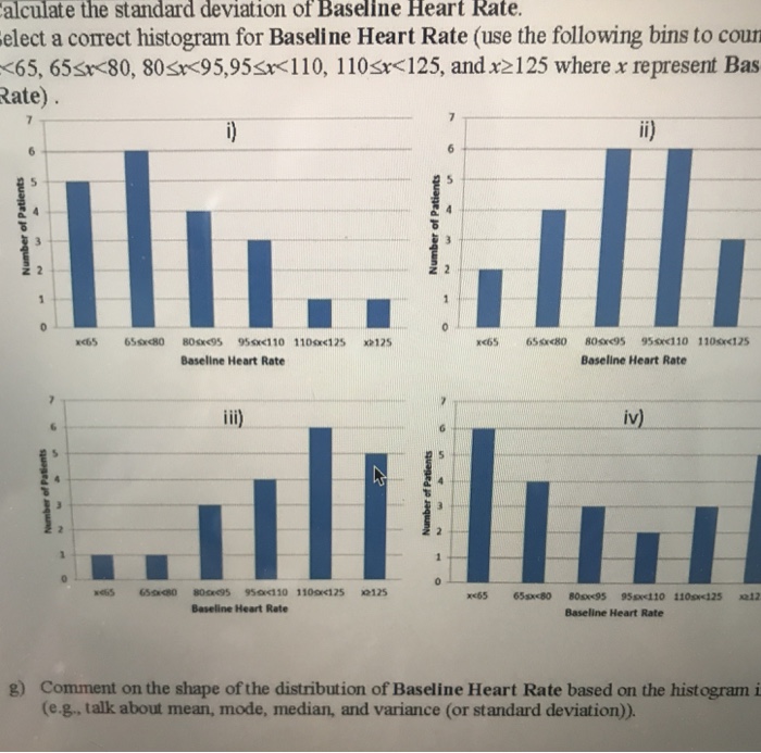 Solved shows the sorted Baseline Heart Rate (column named | Chegg.com