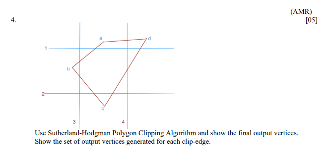 Solved (AMR) [05] 4. a b 2 Use Sutherland-Hodgman Polygon | Chegg.com