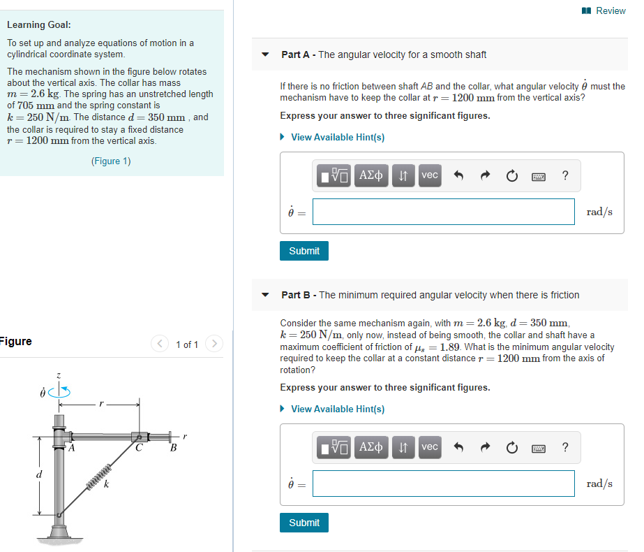 Solved u Review Learning Goal: Part A - The angular velocity | Chegg.com