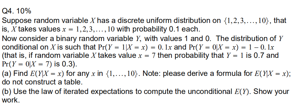 Solved Q4. 10% Suppose random variable X has a discrete | Chegg.com