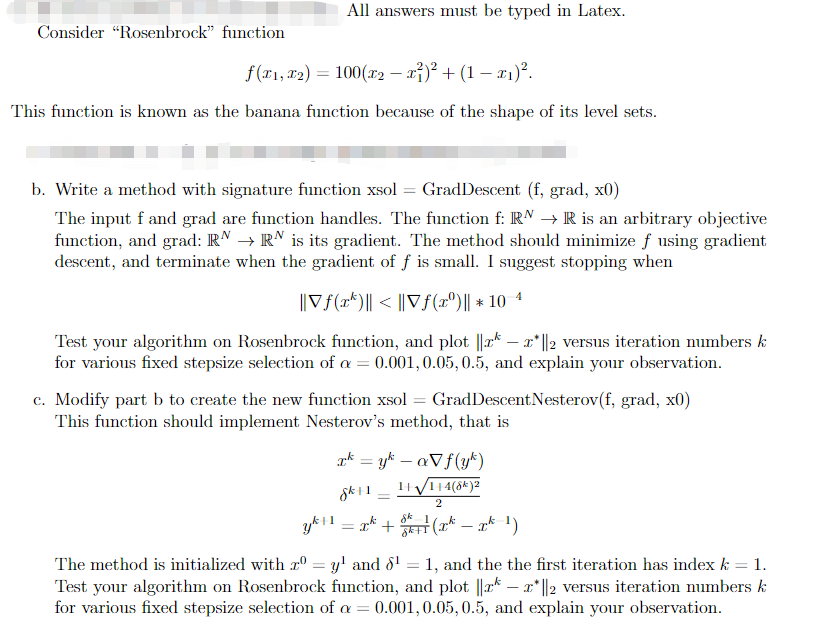 Solved Consider "Rosenbrock" function | Chegg.com