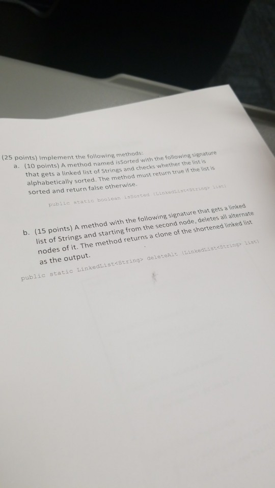 Solved (25 points) Implement the following methods: a. ( 10 | Chegg.com
