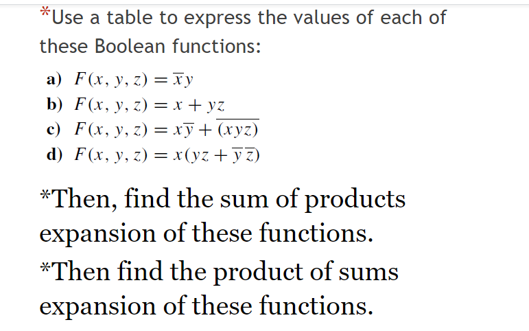 *Use a table to express the values of each of these | Chegg.com