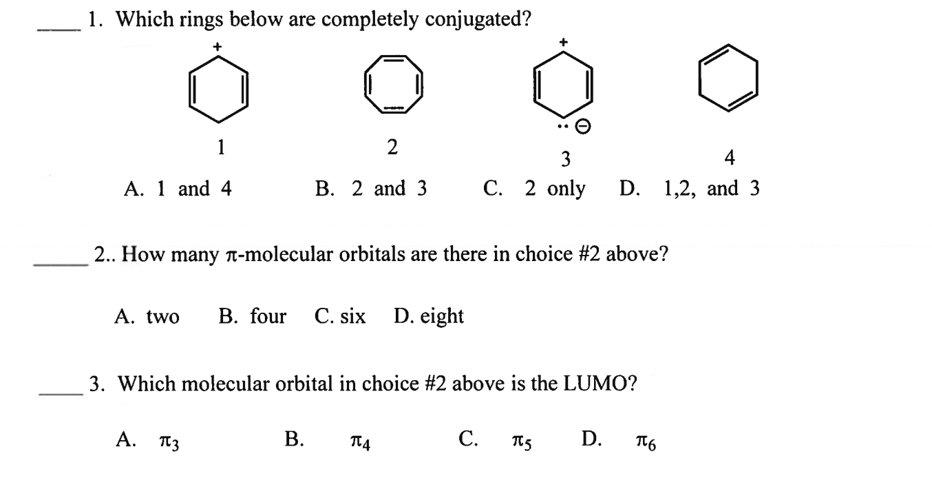 Solved __1. Which rings below are completely conjugated? Oo | Chegg.com