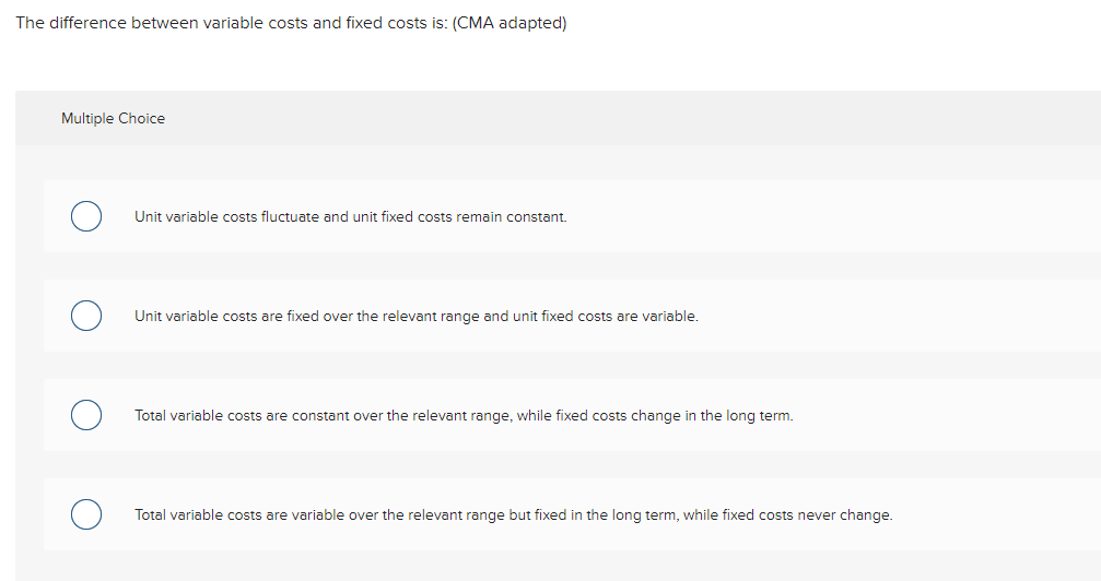 Solved A(n) is any end to which a cost is assigned. Multiple | Chegg.com