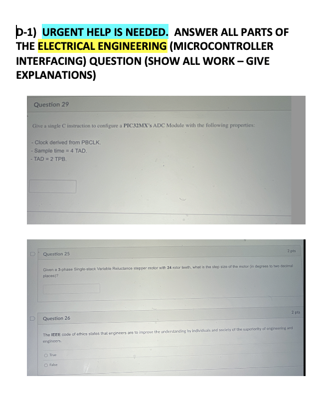 Solved D-1) URGENT HELP IS NEEDED. ANSWER ALL PARTS OF THE | Chegg.com