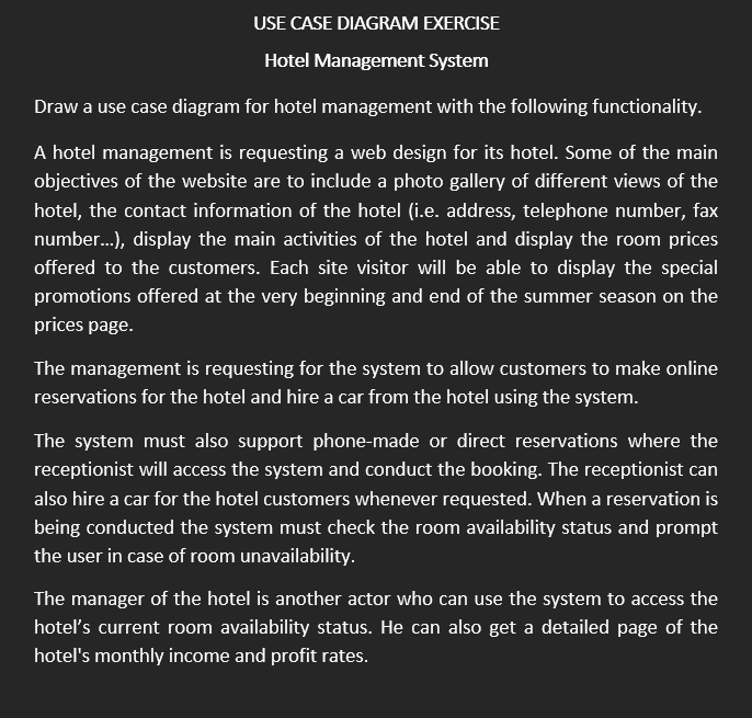 Solved DRAW A USE CASE DIAGRAM | Chegg.com