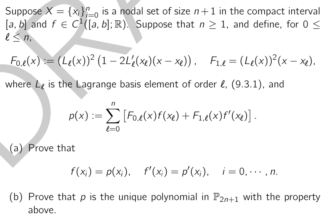 Suppose X={xi}i=0n is a nodal set of size n+1 in the | Chegg.com