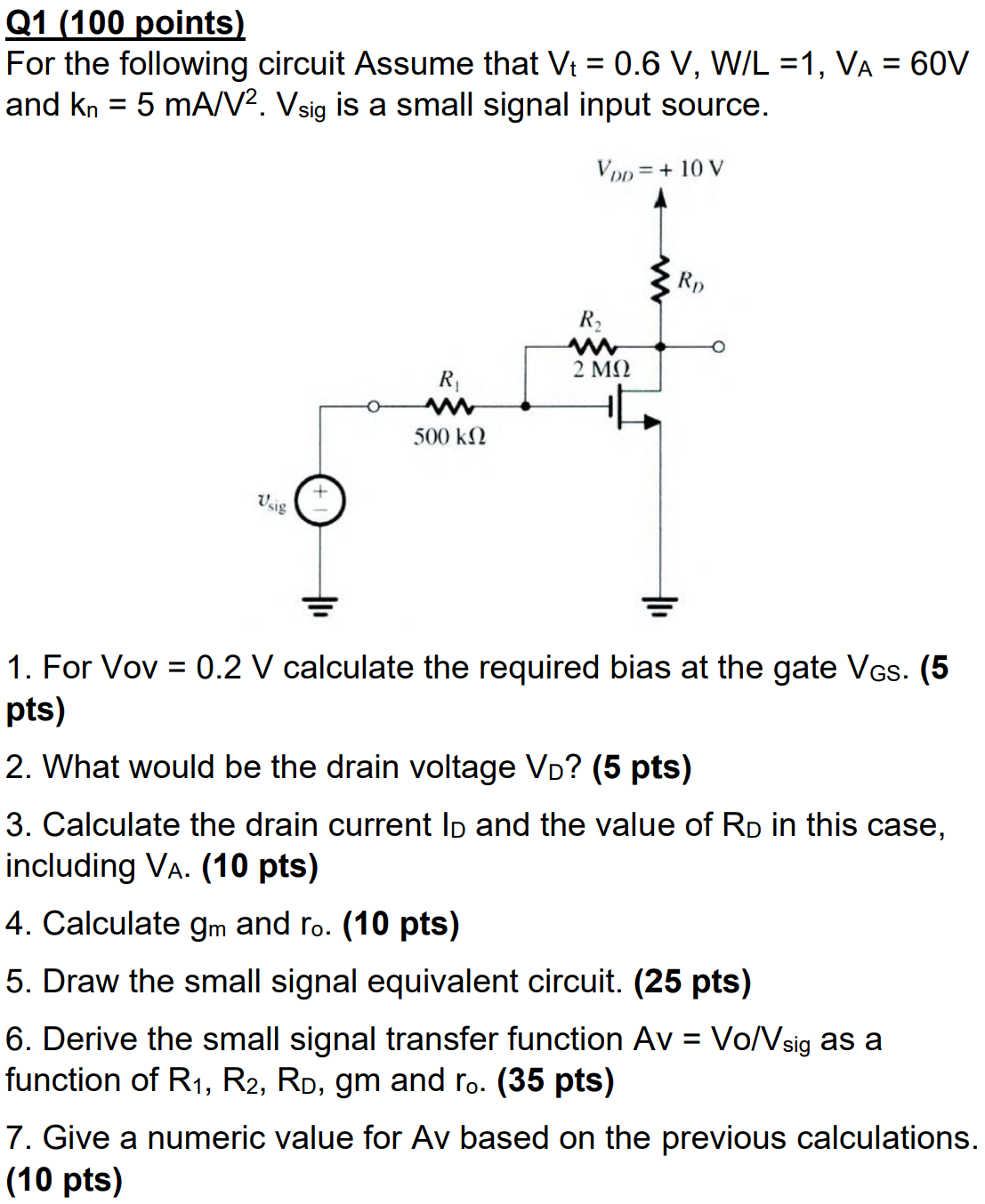 Solved Q1 (100 points) For the following circuit Assume that | Chegg.com