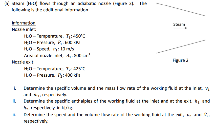 Solved (a) Steam (H2O) flows through an adiabatic nozzle | Chegg.com