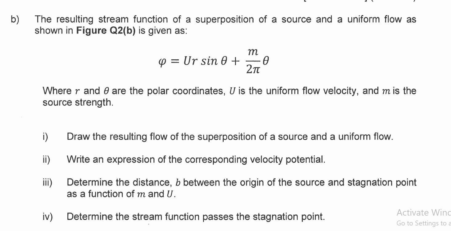 Solved b) The resulting stream function of a superposition | Chegg.com