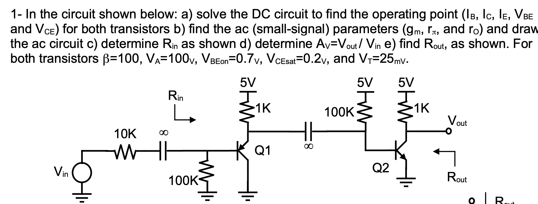 Solved 1- ﻿In the circuit shown below: a) ﻿solve the DC | Chegg.com