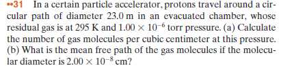 Solved *31 In a certain particle accelerator, protons travel | Chegg.com