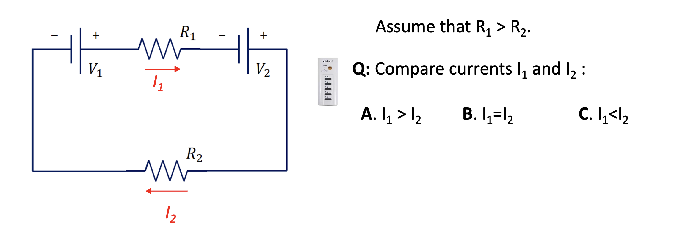 Solved Assume that R1>R2.Q: Compare currents I1 ﻿and I2 | Chegg.com