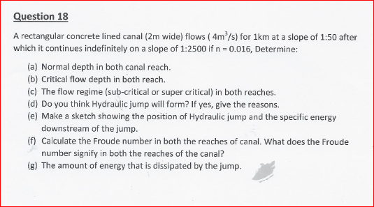 Solved Question 18 A rectangular concrete lined canal (2m | Chegg.com