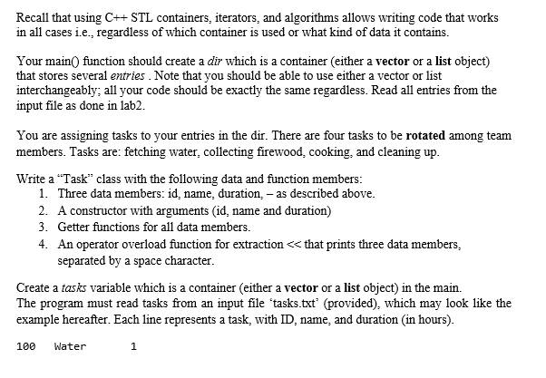 Solved Recall That Using C Stl Containers Iterators And