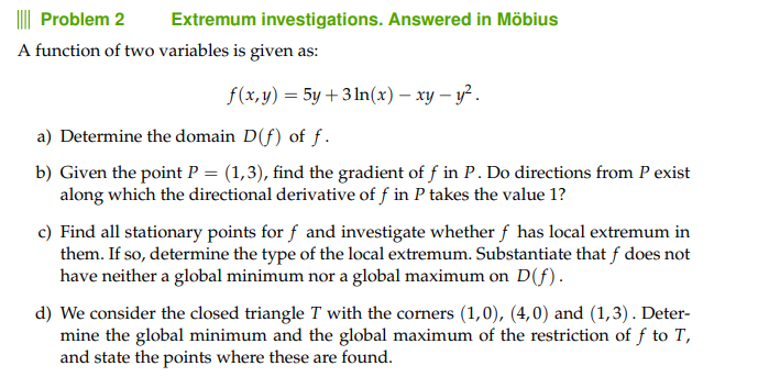 Solved II\|I Problem 2 Extremum investigations. Answered in | Chegg.com