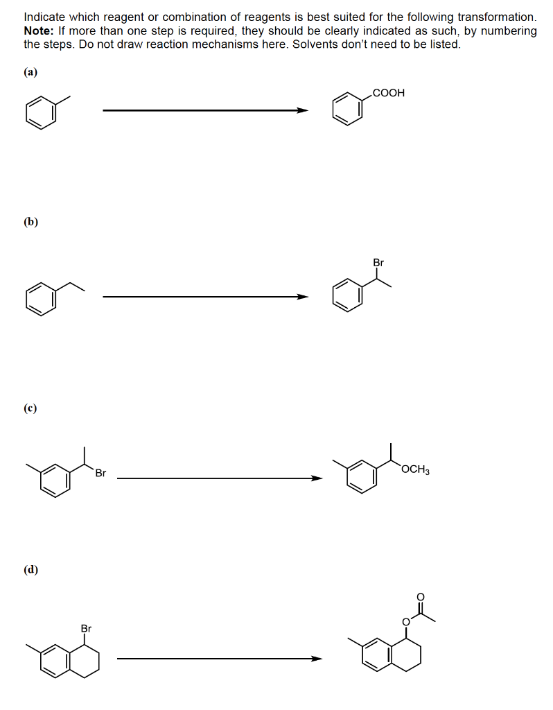 Solved Indicate which reagent or combination of reagents is | Chegg.com