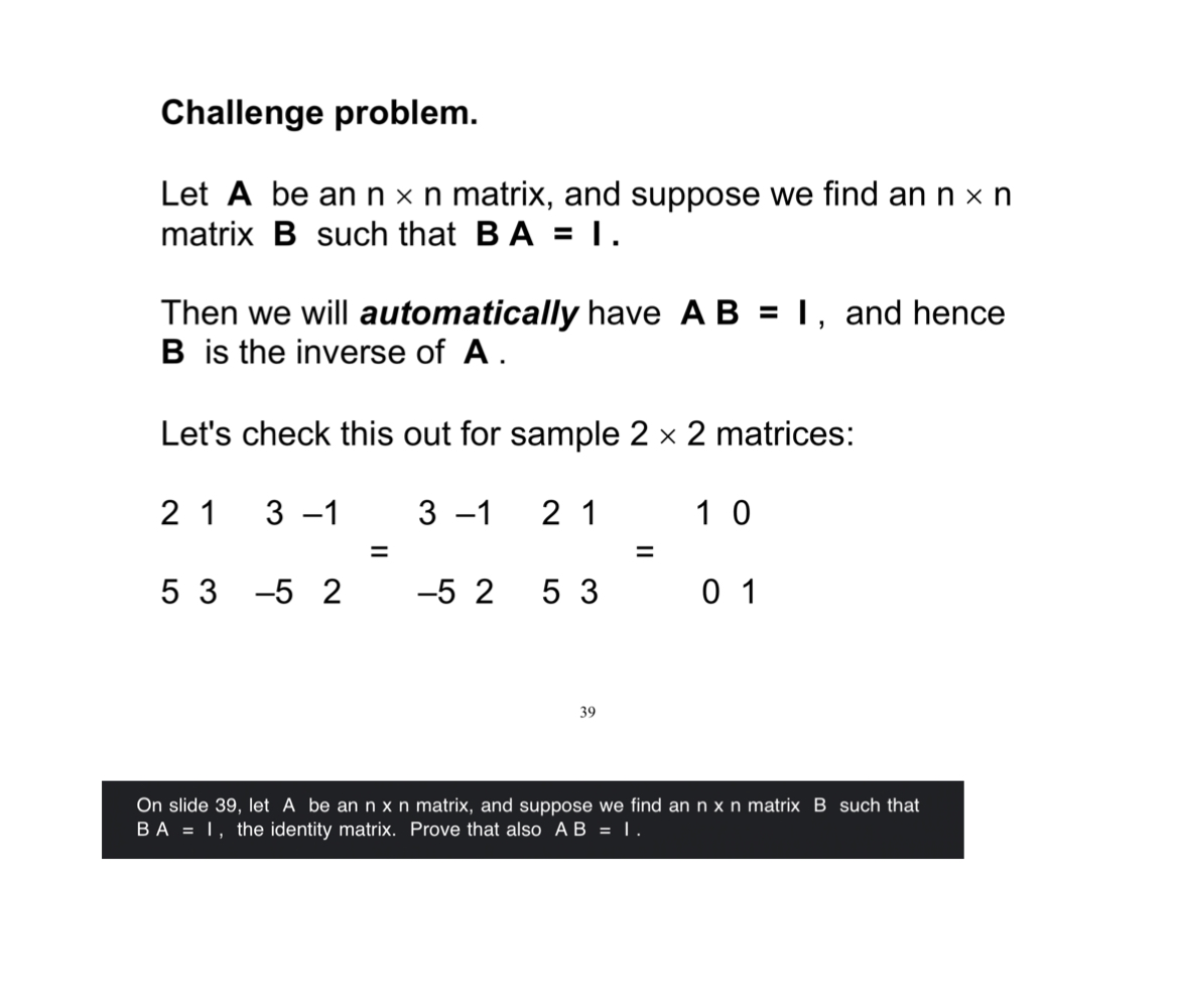 Solved Challenge problem. Let A be an n×n matrix, and | Chegg.com