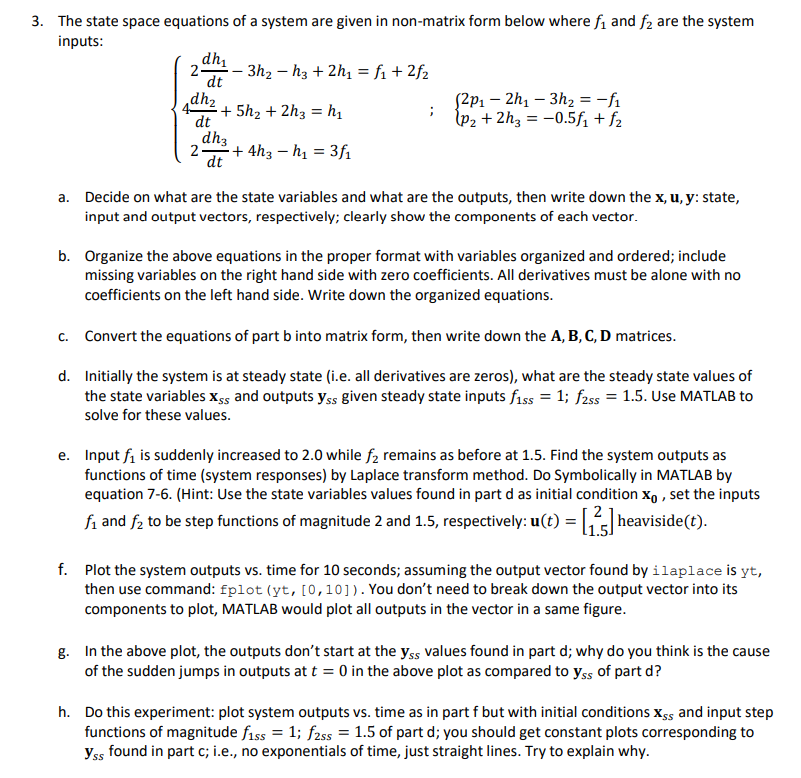 Solved The state space equations of a system are given in | Chegg.com