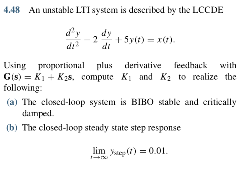 Solved 4.48 An unstable LTI system is described by the LCCDE | Chegg.com