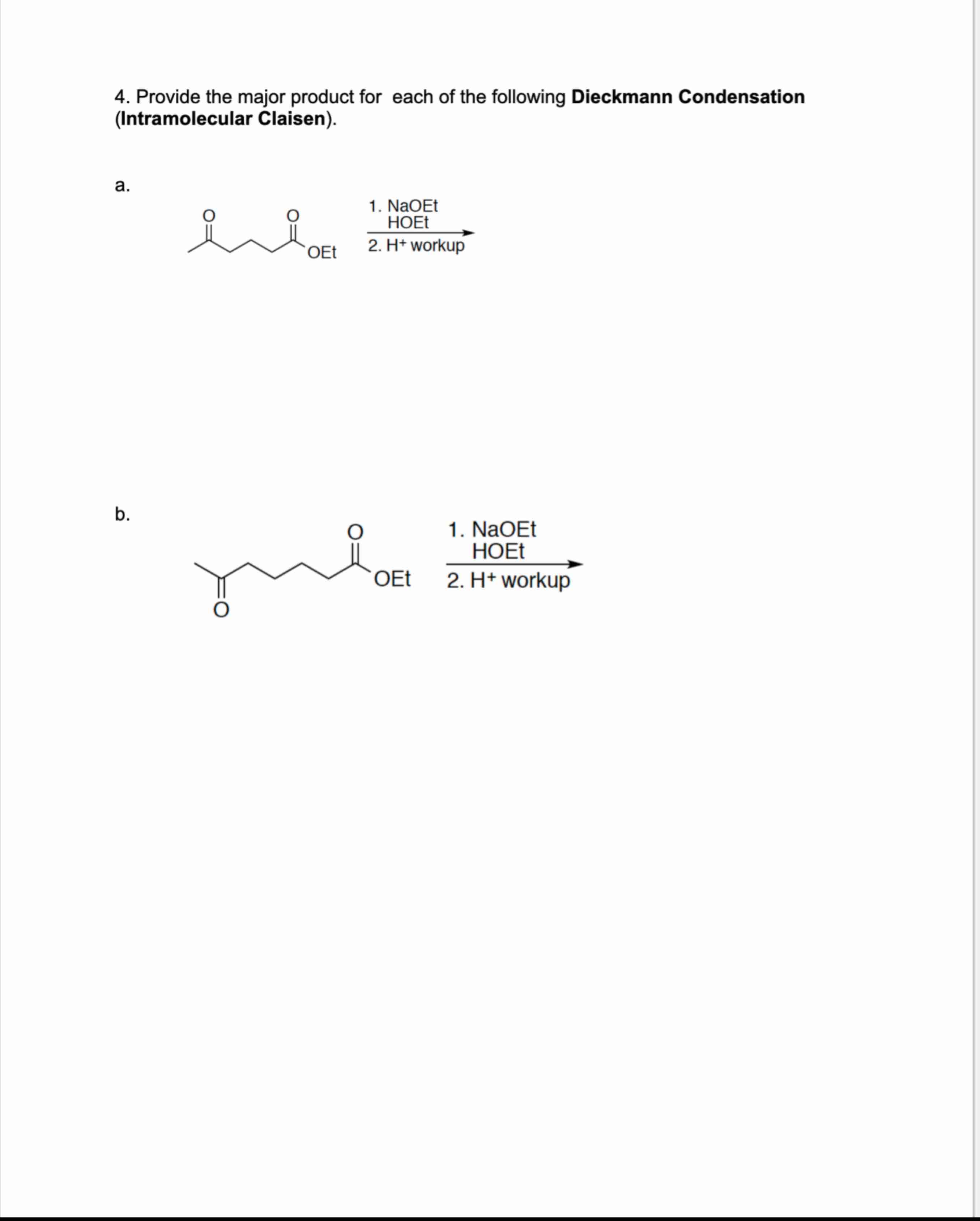 Solved 4. ﻿Provide the major product for each of the | Chegg.com