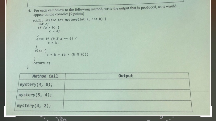Solved For each call below to the following method, write | Chegg.com