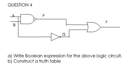 Solved QUESTION 4 a) Write Boolean expression for the above | Chegg.com