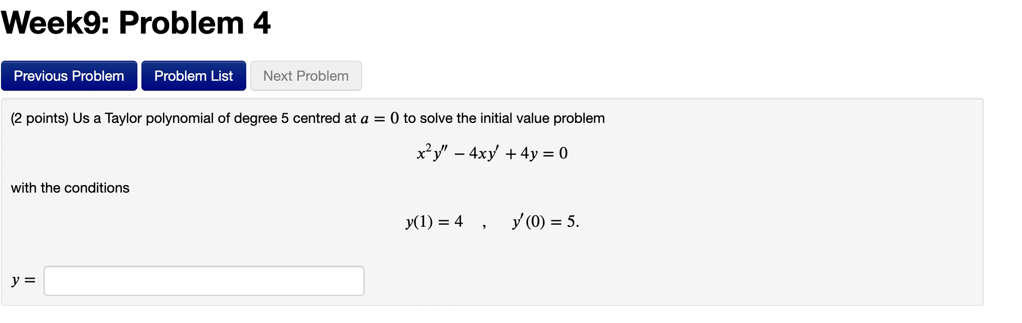 Solved Week9: Problem 4 Previous Problem Problem List Next | Chegg.com