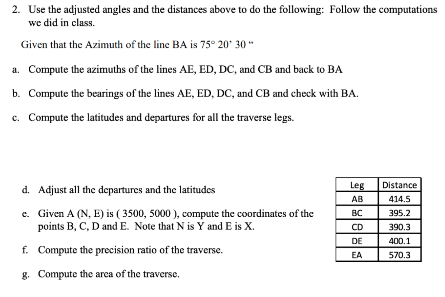 2. Use the adjusted angles and the distances above to | Chegg.com