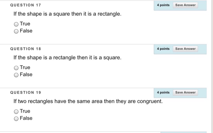 Solved If the shape is a square then it is a rectangle. | Chegg.com