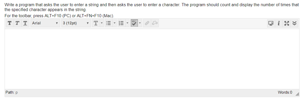 Solved Write a program that asks the user to enter a string | Chegg.com