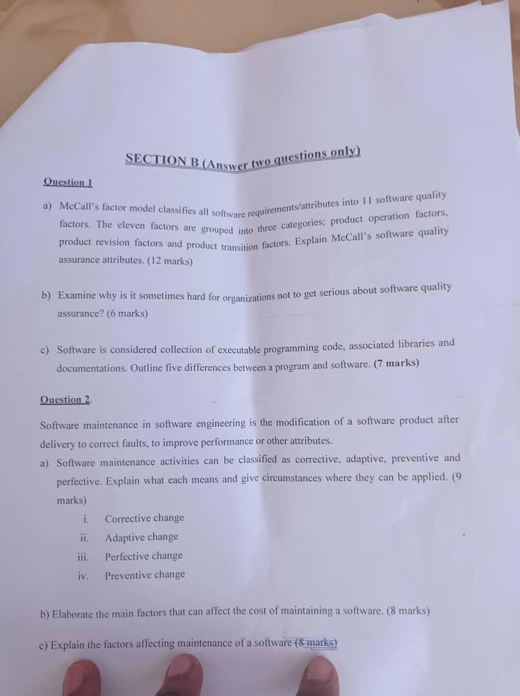 Question 1 A Mecalls Factor Model Classifies All